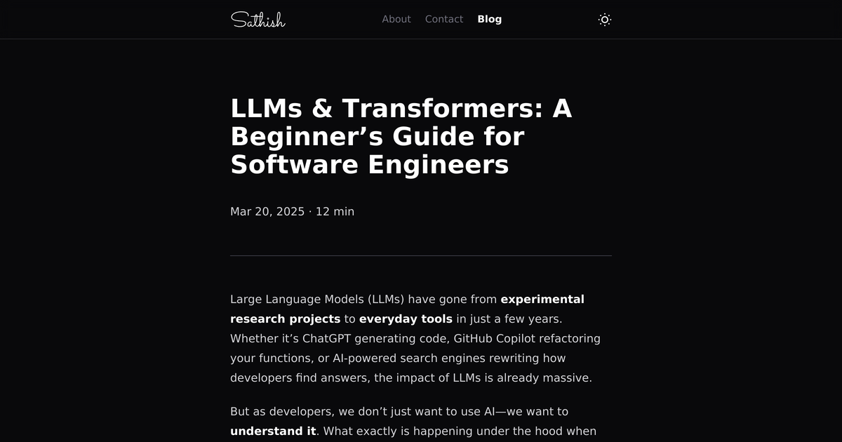 LLMs & Transformers: A Beginner’s Guide for Software Engineers