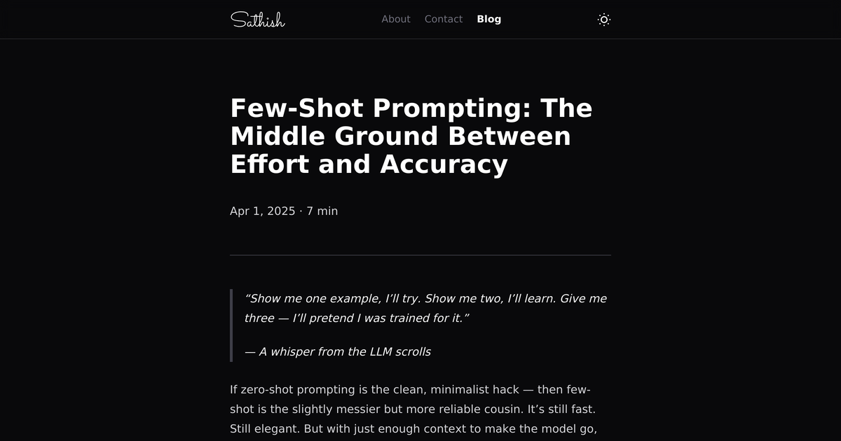 Few-Shot Prompting: The Middle Ground Between Effort and Accuracy