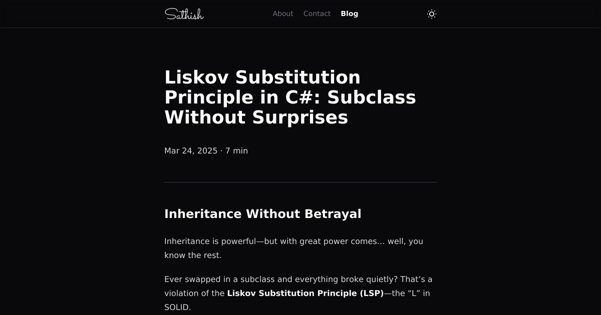 Liskov Substitution Principle in C#: Subclass Without Surprises
