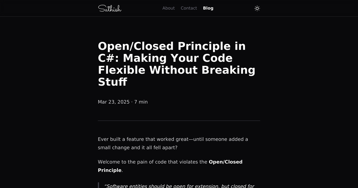Open/Closed Principle in C#: Making Your Code Flexible Without Breaking Stuff