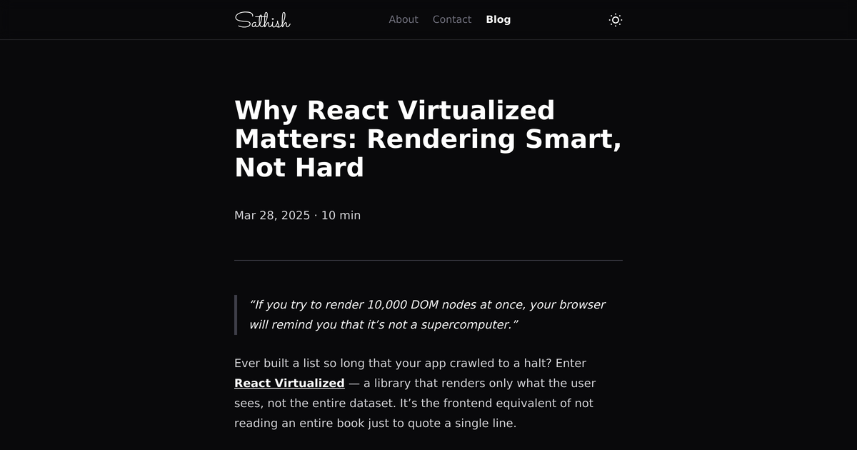 Why React Virtualized Matters: Rendering Smart, Not Hard
