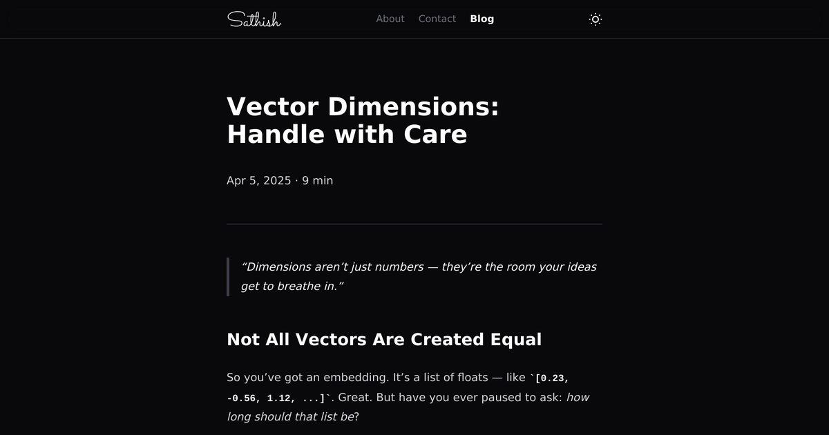 Vector Dimensions: Handle with Care